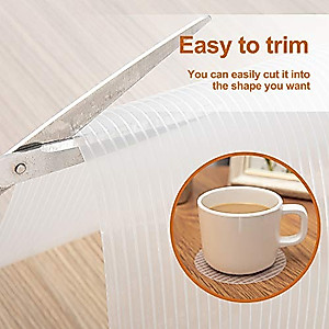SinhRinh Drawer and Shelf Liner, 12IN x 10FT Non Slip Non Adhesive Cabinet Liner for Kitchen and Desk - Clear Ribbed