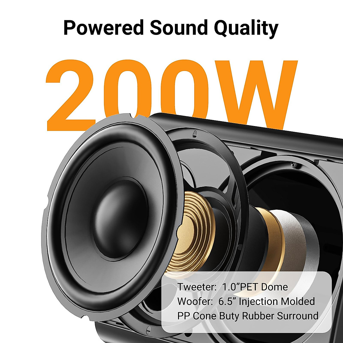 STUDIOFINIX 6.5 Inches Indoor Outdoor Bluetooth Speakers Waterproof Wired Wall Mount Active Speakers 400 Watt for Patio Garage,Deck,Backyard (Black)