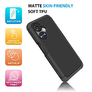 TJS Compatible for OnePlus Nord N30 5G Case, with Tempered Glass Screen Protector Dual Layer Hybrid (Magnetic Mount Friendly) Shockproof Drop Protection Impact Phone Case (Black)
