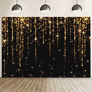AIBIIN 10x7ft Black and Gold Backdrop Wedding Anniversary Sparkles Photography Background 2024 Prom Gold Bokeh Dripping Birthday Bridal Shower Party Decor Cheer to Happy New Year Photo Studio Props