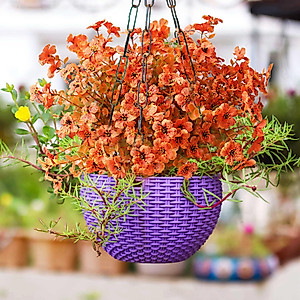 Gormiya 10 Bundles Bulk Outdoor Fall Artificial Fake Flowers UV Resistant Autumn Plastic Faux Hanging Greenery Plants for Backyard Window Box Porch Patio Garden Home Decor