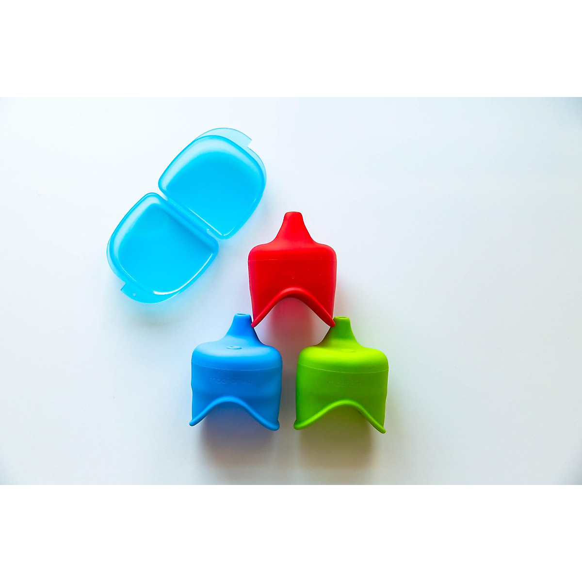 O-Sip! Silicone Sippy Lids (Pack of 3) - Spill-Proof Fun for Families! - BPA-Free, Fits on Glasses, Mason Jars & Cups - Reusable, Durable, & Kid-Friendly (Colors: Red, Green, Blue) - ModFamily