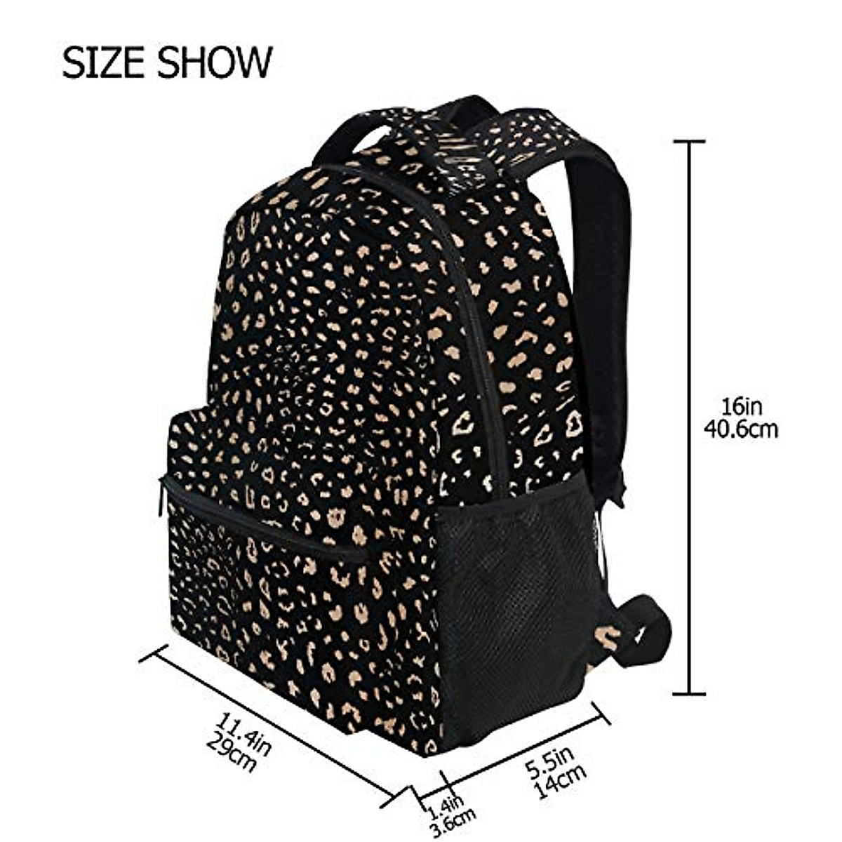 ALAZA Realistic Leopard Print Animal Skin Large Backpack Personalized Laptop iPad Tablet Travel School Bag with Multiple Pockets