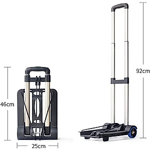 BAUBUY Small Hand Truck for Elderly Lightweight Foldable Shopping Cart with Wheels Portable Aluminum Alloy Trolley Luggage Cart
