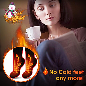 Autocastle Heated Socks for Men Rechargeable Electric Battery Heated Stockings,Male Winter Warm Battery Powered Heat Insulated Sox,Novelty Climb Hike Thermal Socks Hunt Ski Cycle Foot Warmer,Black L