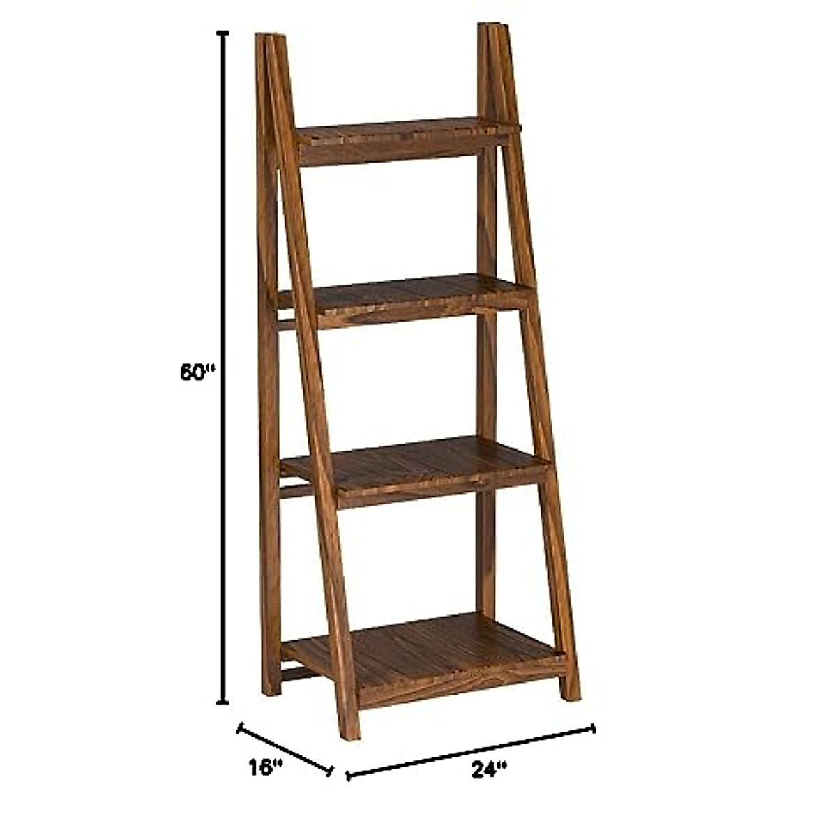 Casual Home Manhasset Slatted 4-Shelf Folding Bookcase-Warm Brown