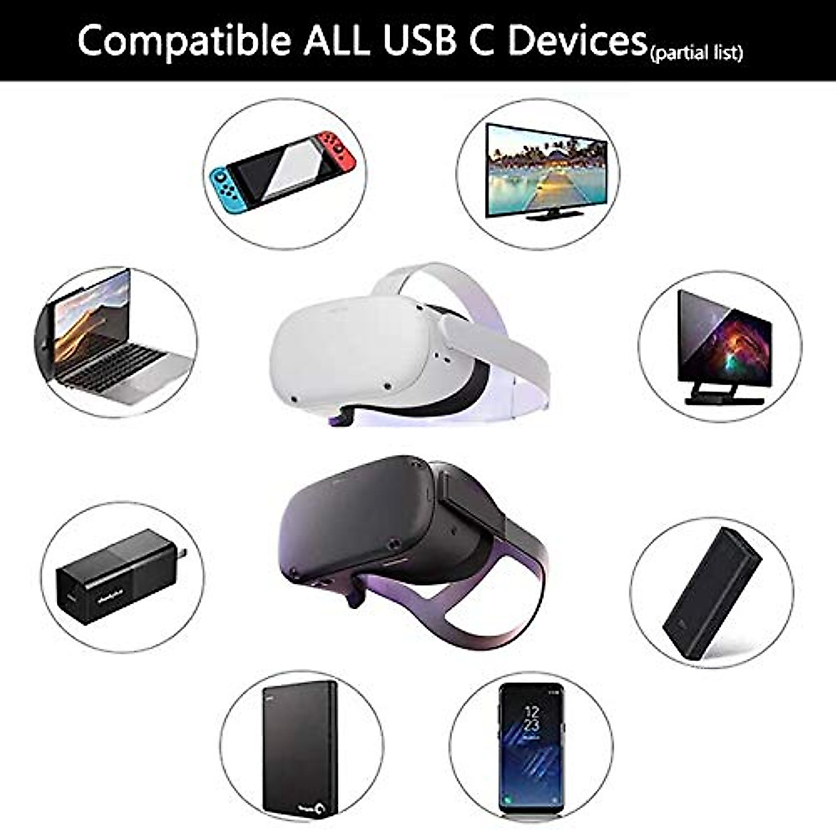 Unidanho USB Link Cable 10FT(3M) 5Gbps USB 3.2 Gen1 3A High Speed Data Transfer & Fast Charging Cable Compatible for Oculus Quest 2/1 VR Headset