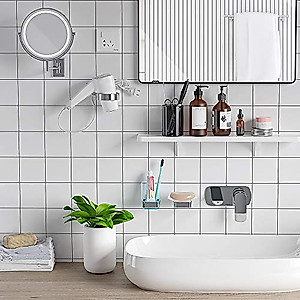 Fysupotsu Hair Dryer Holder Wall Mount,Self Adhesive Hair Tool Organizer Storage,Bathroom Hair Accessories Organizer,Blow Dryer Holder No Drilling (Black)