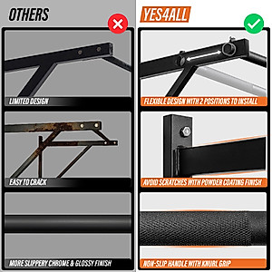 Yes4All Heavy Duty Wall Mounted Pull Up Bar – Multi-Grip Pull Ups / Pull Up Bar Ceiling Mount / Joist Mount for Home Gym