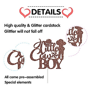 Brown Glitter Little Cowboy Cake Topper, Mexican Themed Cowboy Birthday Party Decorations, Western Baby Shower Party Decorations