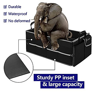 Trunk Organizer With Built-In Insulated Leak Proof Cooler Bag,Collapsible Cargo Organizer For Suv With Non Slip Bottom Strips,3 Large Compartments Foldable Waterproof Portable Car Storage Box