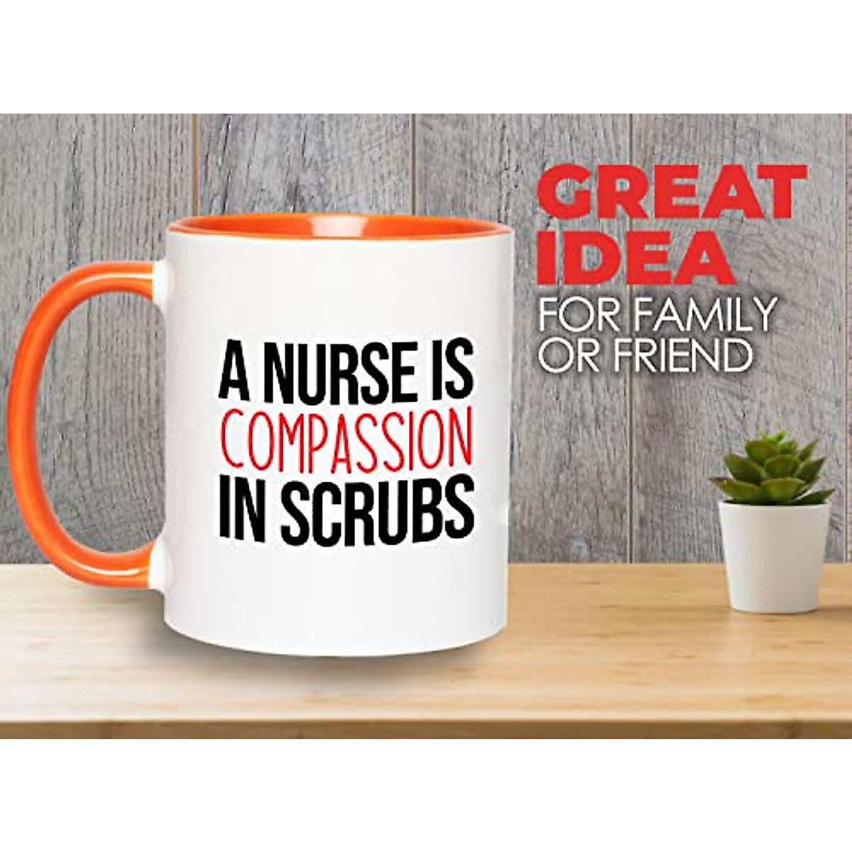 Bubble Hugs Nurse 2Tone Orange Mug 11oz - A nurse is compassion - Labor Clinical Certified Nursing Assistant Surgical Emergency Oncology Practitioner