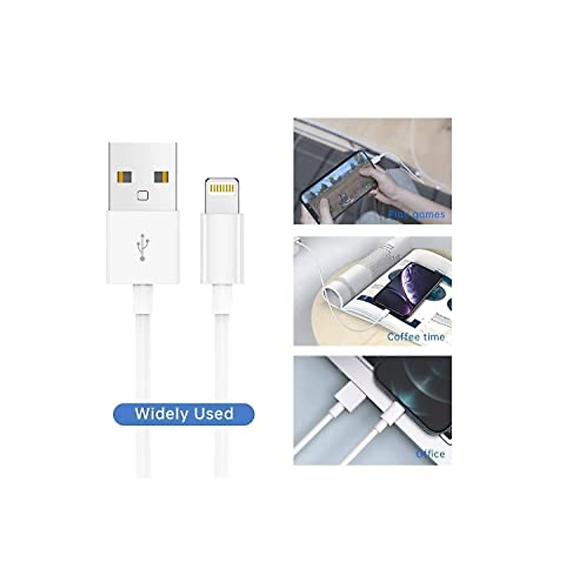 1Pack Apple Original Charger [Apple MFi Certified] Lightning to USB Cable Compatible iPhone Xs Max/Xr/Xs/X/8/7/6s/6plus/5s,iPad Pro/Air/Mini,iPod Touch(White 2M/6.6FT) Original Certified