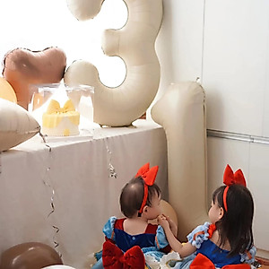 3 Balloon, Number 3 Balloon, 3 Balloon Number 40 Inch, Sand White Large Big Foil Number Balloons for Birthday Party Graduation Wedding Anniversary Baby Shower Bachelorette Decoration Supplies