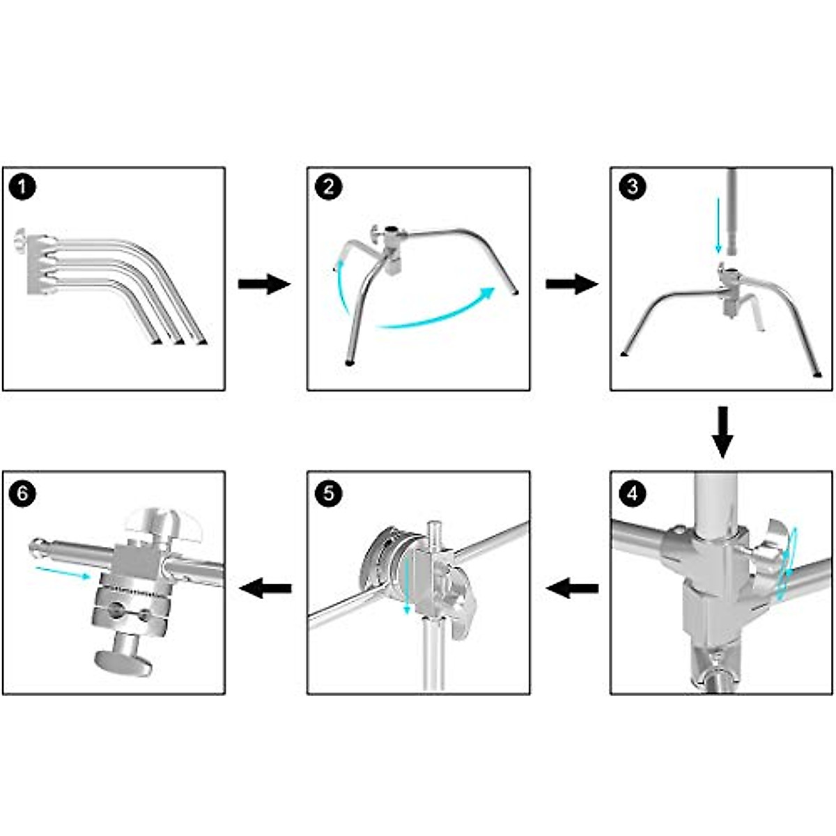 Photo Studio Stainless Steel Heavy Duty C Stand with Boom Arm - Max Height 11ft/331cm Photography Light Stand with 4ft/128cm Holding Arm, 2 Grip Head for Studio Monolight, Softbox, Reflector