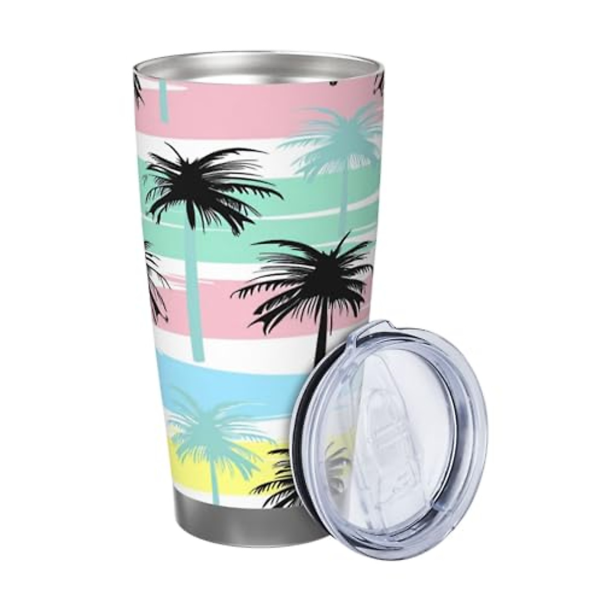 AYCZN Hawaii Palm Tree 20 OZ Tumbler Stainless Steel Travel Coffee Mug, Colorful Jungle Insulated Water Bottle with Lid and Straws Leakproof Thermal Cup