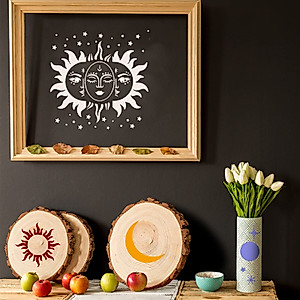 9 Pieces Mandala Sun and Moon Stencil Moon Sun Flower Star Stencil Mandala Sun Moon Stencils Reusable Painting Templates with Metal Open Ring for DIY Scrapbooks Painting on Wood Wall Home Decor Supply