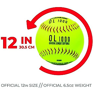 Franklin Sports Official Size Softballs - 12" Fastpitch Practice Great for + Training Weight 4 Pack