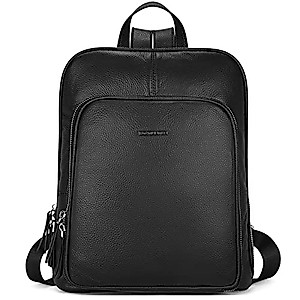 BOSTANTEN Genuine Leather Backpack Purses Casual College Travel Bag for Women Black