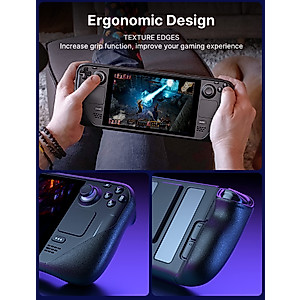 JSAUX Kickstand Case for Steam Deck/Steam Deck OLED, PC0105 Upgrade The Adjustable Angle Stand Steam Deck Cover TPU Protective Case, Shock-Absorption, Non-Slip and Anti-Scratch Design