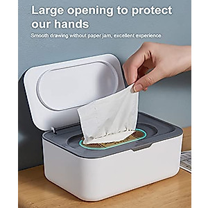 KOOMTOOM Wet Wipe Dispenser,Baby Napkin Storage Box Holder Container Dust-Proof Wet Tissue Box Wet Wipe Case Holder with Lid Keeps Wipes Fresh for Car, Home, Office (White Grey)