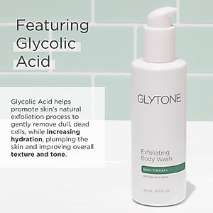 Glytone Exfoliating Body Wash with 8.8 Free Acid Value Glycolic Acid, Keratosis Pilaris, KP, Smooth Rough & Bumpy Skin, Chicken Skin, Oil-Free, Fragrance-Free, 6.7 Fl Oz