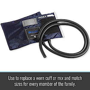 MABIS Sphygmomanometer Blood Pressure Replacement Cuff and Two-Tube Bladder, Adult Size, Blue