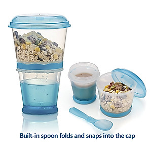 INOGIH Cereal On the Go Cups Breakfast-Portable Drink-Cup Cereal To-Go Container-Cup with Spoon (Blue)