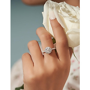 IMOLOVE Moissanite Halo Engagement Rings for Women Halo Rings for Women Wedding Rings 1.64ct D Color VVS1 Clarity Round Cut Moissanite Ring in Sterling Silver plated with 18K Gold-8