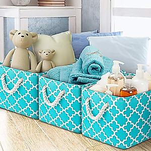 WISELIFE Storage Basket [3-Pack] Large Collapsible Storage Bins Boxes Cubes for Clothes Toys Books, Perfect Storage Organizer w/Handles (Green, 15" x 11" x 9.5")