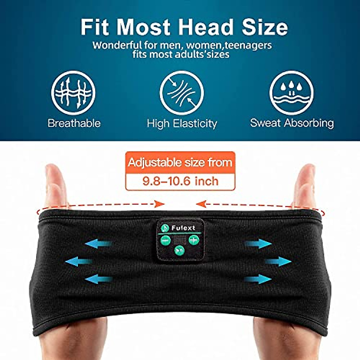 Fulext Sleep Headphones Bluetooth Headband,Sleeping Headphones Sports Headband Headphones, Long Time Play Sleeping Headsets with Built in Speakers Perfect for Workout,Running,Yoga