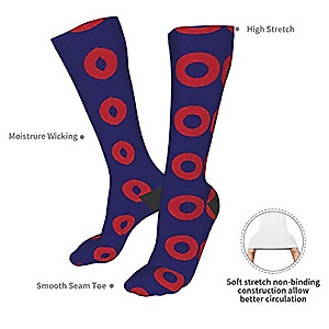 Zjblheq Socks Phish Red Donut Circles On Blue Casual Novelty Funny For Outdoor Athletic Sports Boot Running Hiking Trekking
