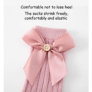 BEHELE Baby Girls Knee High Socks Toddlers Newborn Infant Bow Princess Dress Dance Knit Socks Tube Ruffled Uniform Stockings (0-6 Months)