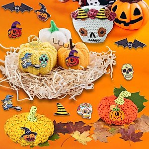 Halloween Buttons for Crafts - 200 Pcs Halloween Pumpkin Skull Witch Bat Shaped Wooden Fall Buttons for Crafts Sewing Clothes Accessories Scrapbooking DIY Halloween Decorative Embellishments 1 in