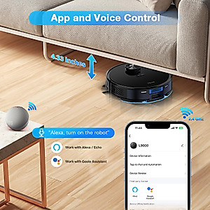 Tikom Robot Vacuum and Mop Combo with LiDAR Navigation, L9000 Robotic Vacuum Cleaner with 4000Pa Suction,150Min Max, 14 No-Go Zones, Smart Mapping, Good for Pet Hair, Carpet, Hard Floor(Dark Black)