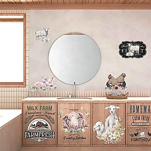 4 Sheet Morning Farmhouse Rub on Transfers, Farmhouse Fresh Craft Transfers for Furniture Farmhouse Theme Style Rub on Transfers for Decorate Doors Wall Window Mirrors Calendars Vases