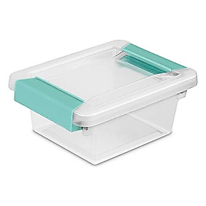 Sterilite Miniature Clip Storage Box w/Latch Lid, 6 Pack, & Large Clip Storage Box w/Latch Lid, 6 Pack for Home, Office, and Workspace Organization