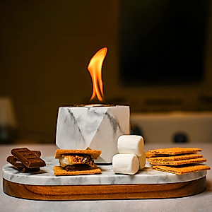 Levaly Tabletop Fire Pit for Indoor Outdoor - White Geometric Smokeless and Odorless Table Top Firepit Bowl - Mini Portable Firebowl - Cement Fireplace - Backyard Patio Balcony Smores,Ethanol Biofuel