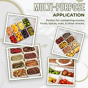 LIBOWANGLUO-US Snackle Box Charcuterie Container, Divided Serving Tray with Lid and Handle, Portable Snack Platters for Fruit, Nuts, Candy, Entertaining, Party, Picnic, Transparent