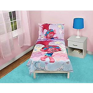 Trolls Hug Time 4-Piece Toddler Bedding Set, Pink, Toddler