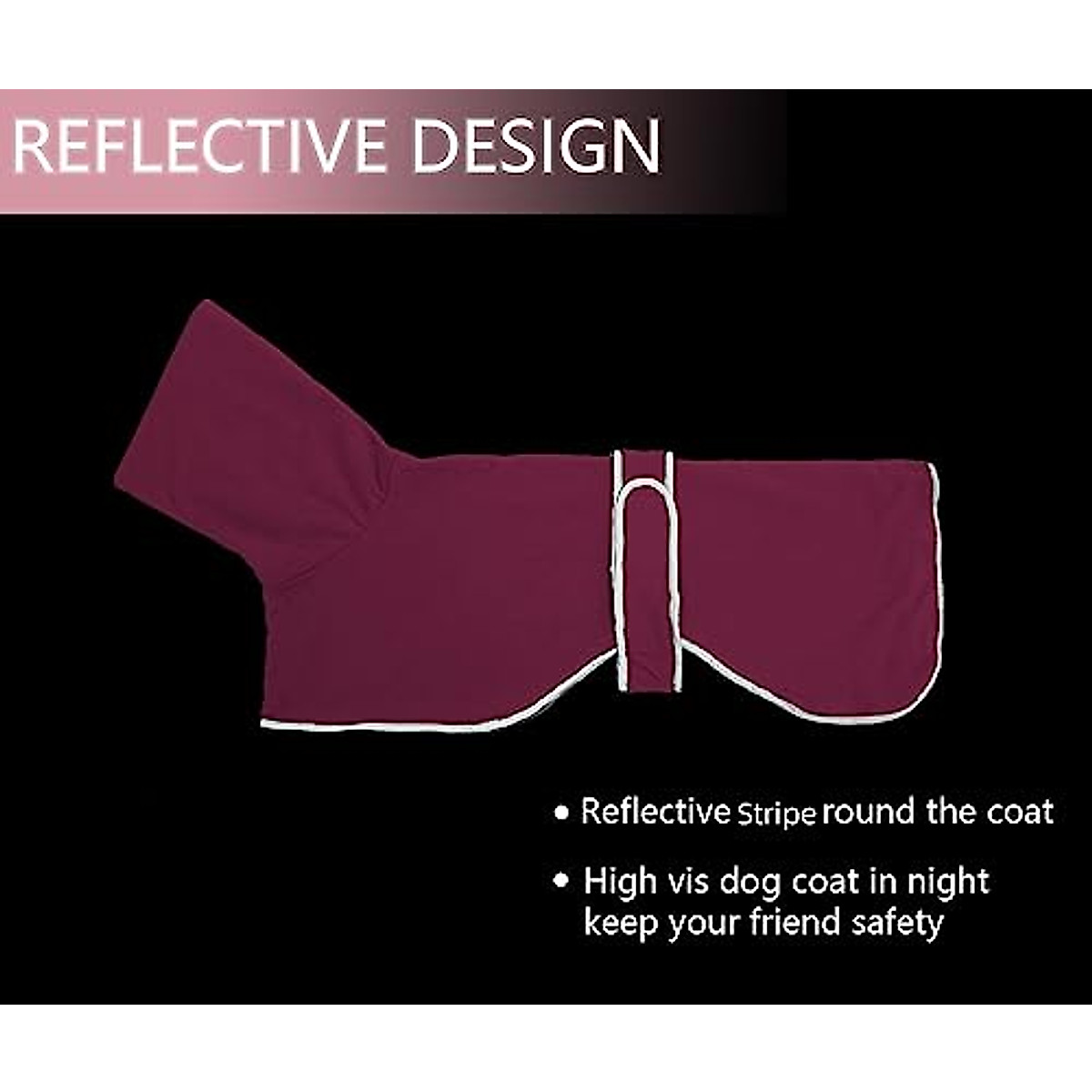 Dog Coats with Reflective Bar, Dog Winter Coat Soft Polyester Fleece, Adjustable Band - Dog Winter Jacket for Greyhounds, Lurchers and Whippets - Pink - XS