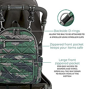 TWELVElittle Companion DiaperBag Backpack (Camo Print) 3.0 *NEW* - Includes Changing Pad & Stroller Clips. Insulated pockets. Fashionable Diaperbag Backpack