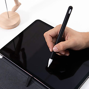 FRTMA Compatible with Apple Pencil (2nd Generation) Silicone Case Sleeve Holder Grip + Nib Cover (2 Pieces) Accessories Kit Compatible iPad Pro 12.9” (3rd Generation) & iPad Pro 11”, Black