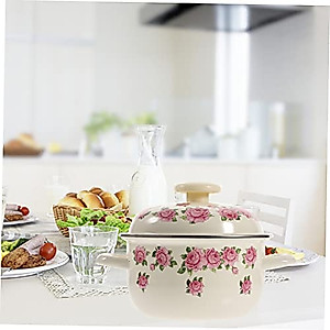 DOITOOL 1pc Amphora Enamel Pot Casserole Dish with Lid Korean Grill Pan Stovetop Grill Pan Candle Melting Pot Ramen Pot Ceramic Stew Pot Soup Stew Pot Home Soup Pot Kitchen Supplies Food