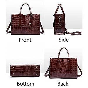 GJGJTER Top-handle Handbags Purse Women Crocodile Pattern Satchel Pu Leather Shoulder Bag Tote-Black