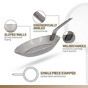 Matfer Bourgeat, Gray 0 Black Steel Round Frying Pan, 10 1/4-Inch