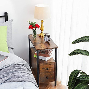 Nightstand,Industrial Style Side Table with 2 Drawers,end Table for Small Spaces,Suitable for Living Room Sofa Side Table Bedroom