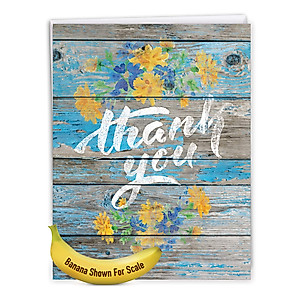 The Best Card Company - 1 Big Thank You Greeting Card (8.5 x 11 Inch) - Group Card for Showing Thanks, Appreciation, Gratitude - Blooming Driftwood J6108CTYG