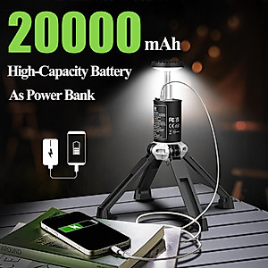 MTRVR Portable Rechargeable Telescopic Camping Lantern, 20000mAh Power Bank, 3-Level Brightness & Last 21 HRS, Outdoor Camp Tent Light for Emergency Supplies, Battery Powered Lamp of Typc-C Charging