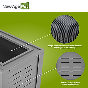 New Age Pet ECOFLEX 24-Inch Mojave Reptile Lounge in Grey - Durable Wood Plastic Composite Habitat with Ventilated Side Panels, Removable Sliding Glass Doors, and Mesh Screen Top